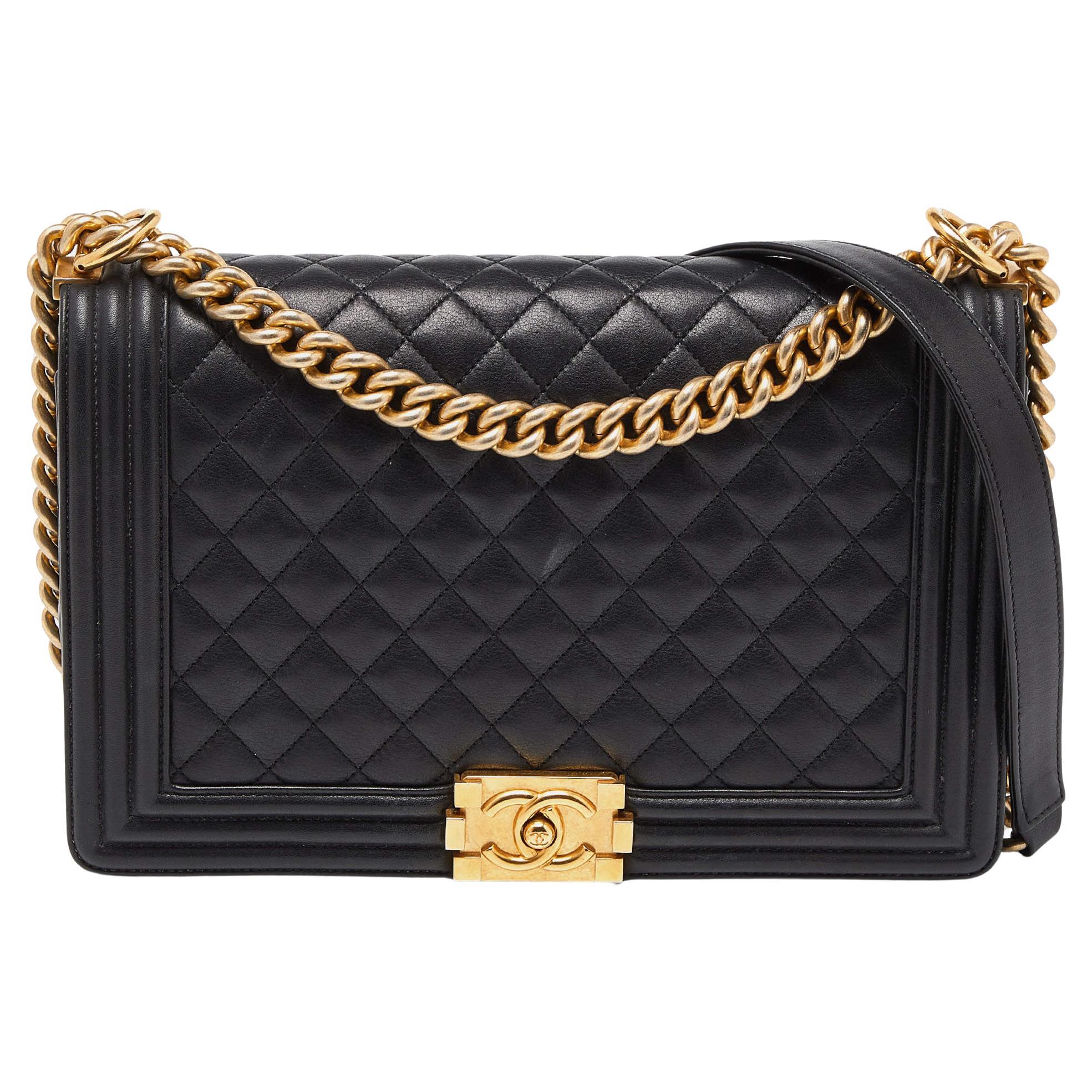 Chanel Black Quilted Leather New Medium Boy Shoulder Bag For Sale at ...