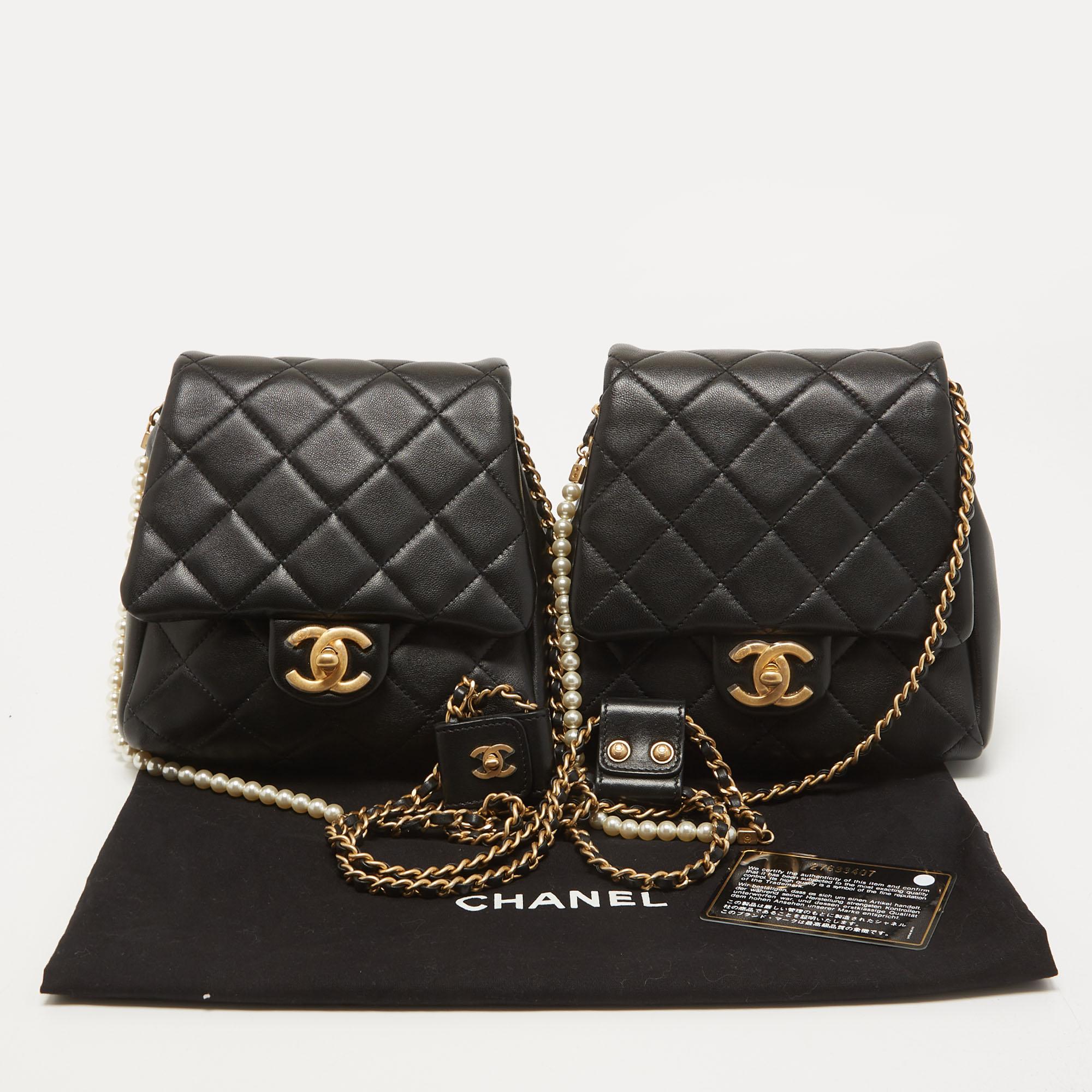 Chanel Black Quilted Leather Side-Packs Crossbody Bag For Sale at 1stDibs