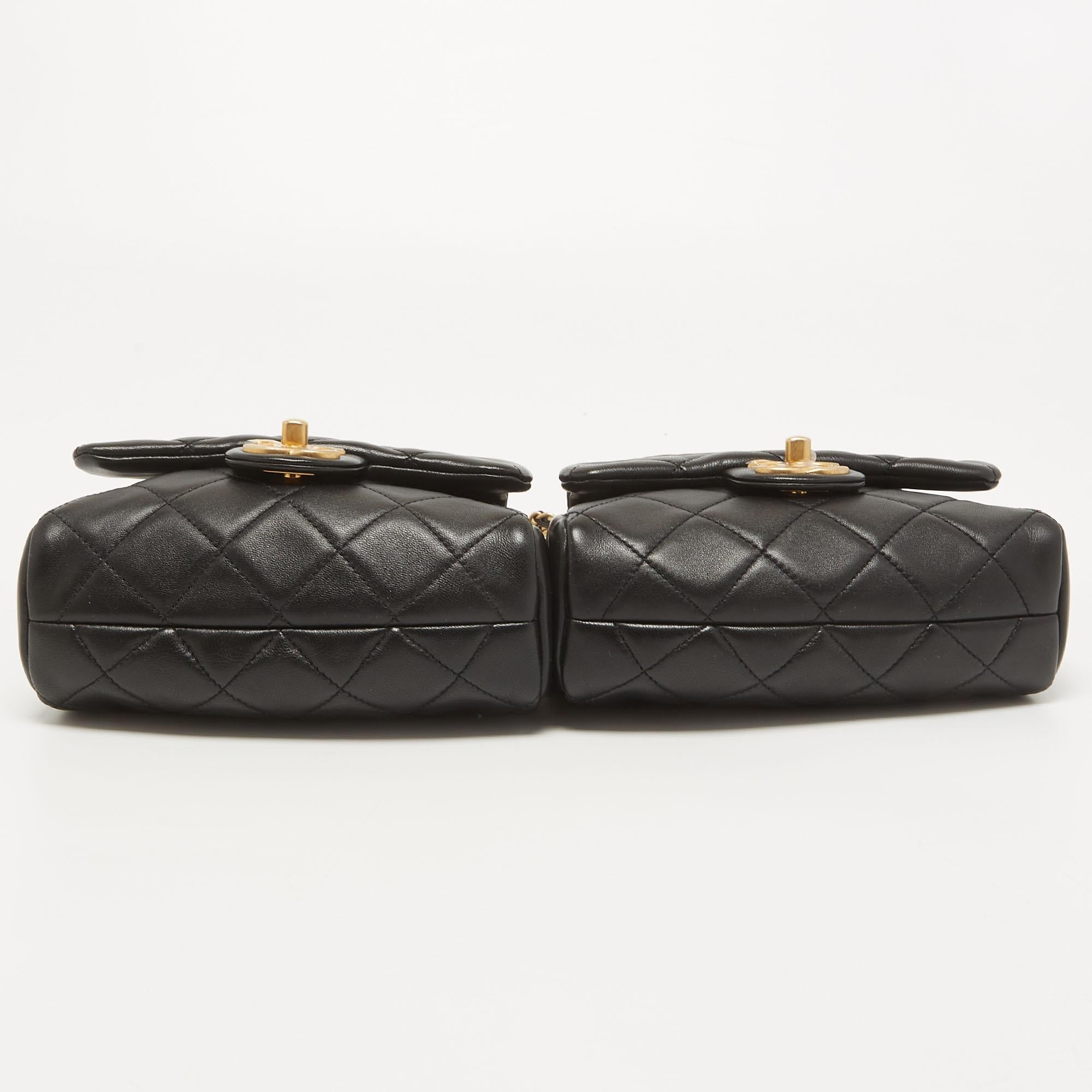Chanel Black Quilted Leather Side-Packs Crossbody Bag For Sale at 1stDibs