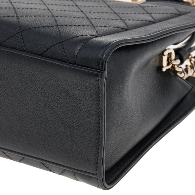 Chanel Black Quilted Leather Small Label Click Tote at 1stDibs