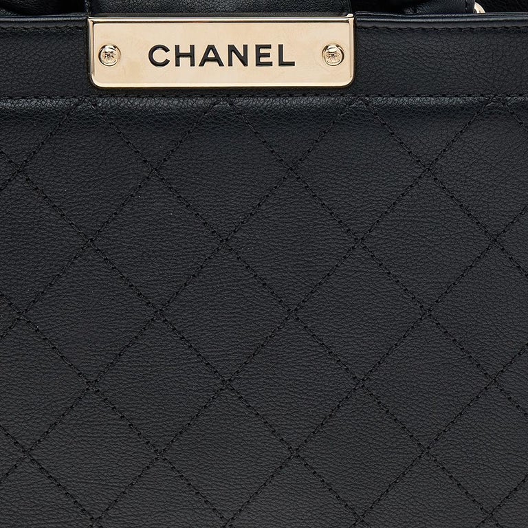 Chanel Black Quilted Leather Small Label Click Tote at 1stDibs