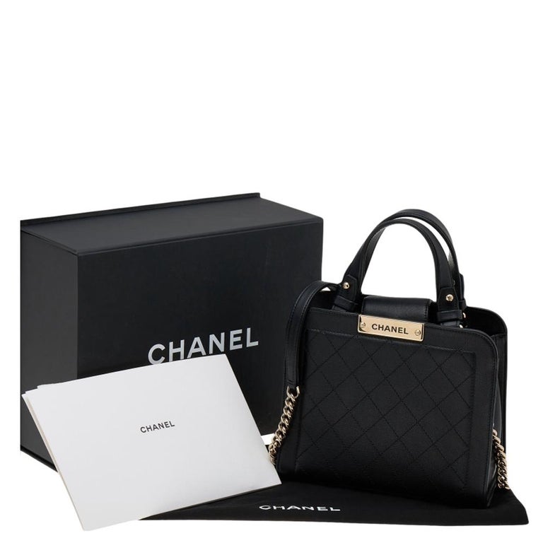 Chanel Black Quilted Leather Small Label Click Tote at 1stDibs