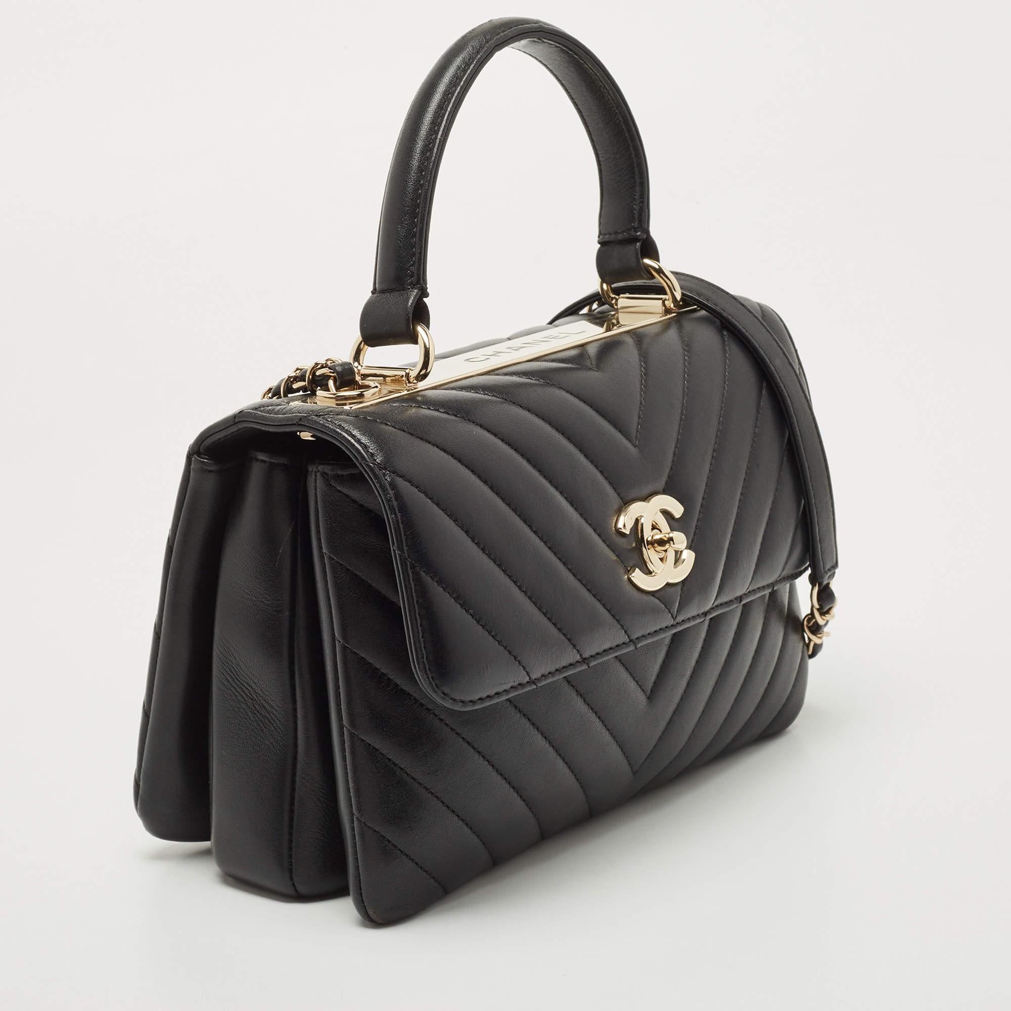 Chanel Black Quilted Leather Small Trendy CC Flap Top Handle Bag For ...