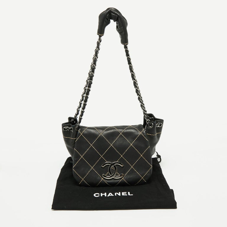 Chanel Black Quilted Leather Wild Stitch Accordion Shoulder Bag at 1stDibs