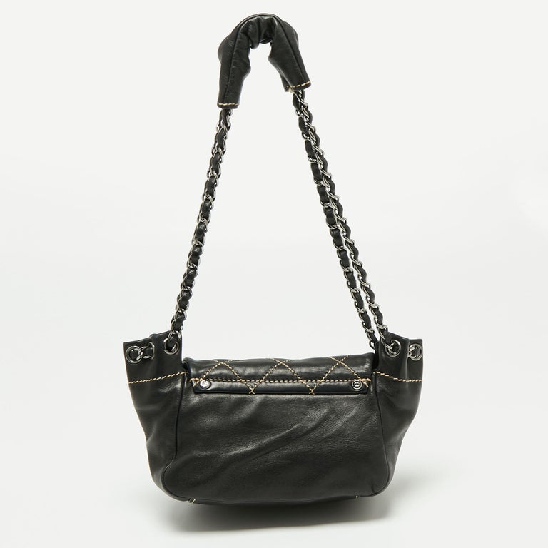 Chanel Black Quilted Leather Wild Stitch Accordion Shoulder Bag at 1stDibs