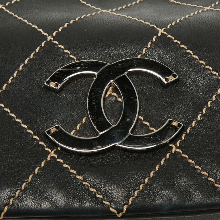 Chanel Black Quilted Leather Wild Stitch Accordion Shoulder Bag at 1stDibs