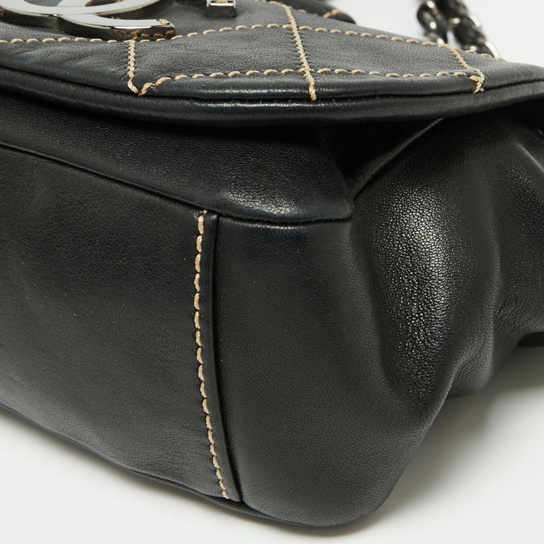 Chanel Black Quilted Leather Wild Stitch Accordion Shoulder Bag at 1stDibs
