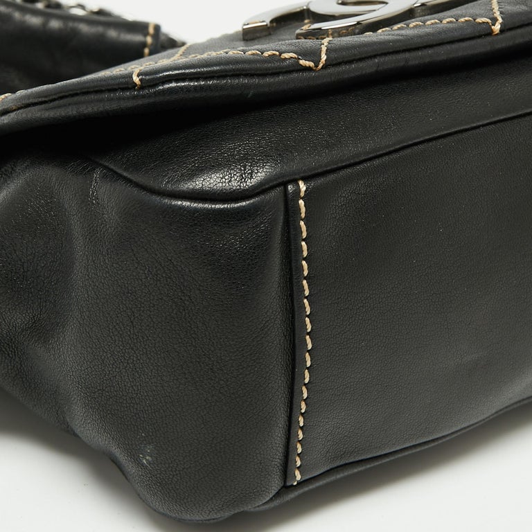 Chanel Black Quilted Leather Wild Stitch Accordion Shoulder Bag at 1stDibs