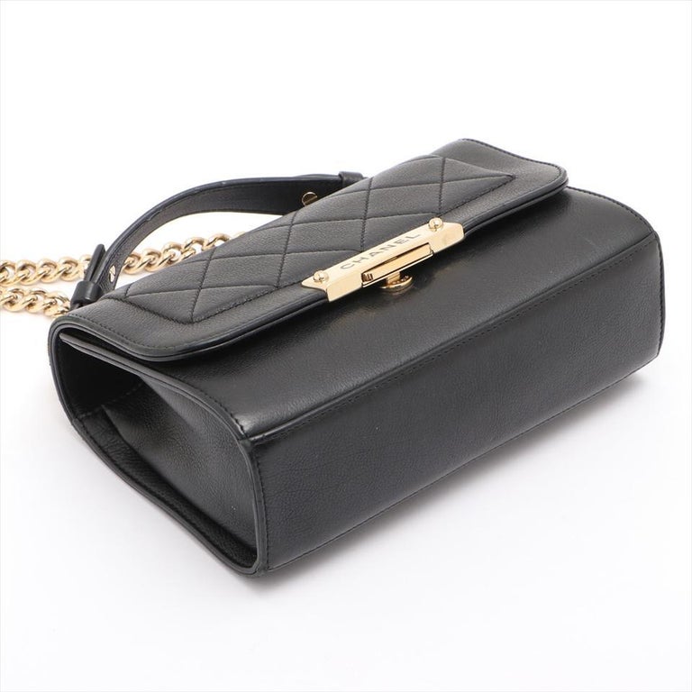 Chanel Black Quilted Mini Top Handle Box Chain Flap Crossbody Boy ...