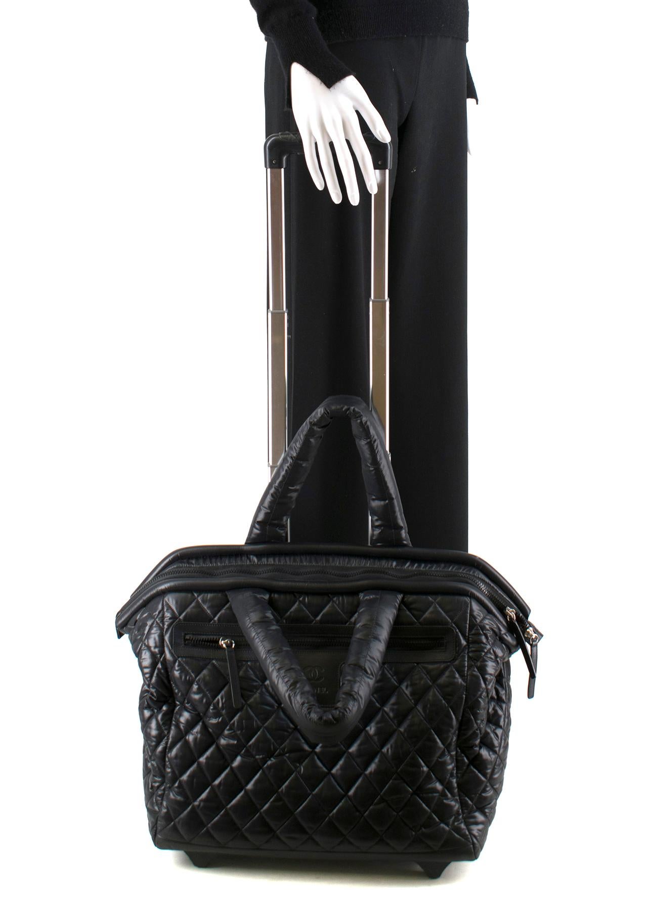 Chanel Black Quilted Nylon Coco Rolling Case at 1stDibs