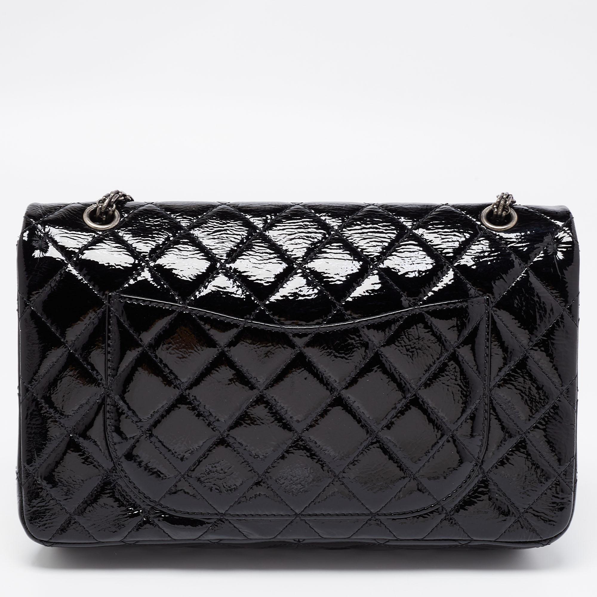 Chanel Black Quilted Patent Leather Reissue 2.55 Classic 227 Flap Bag ...