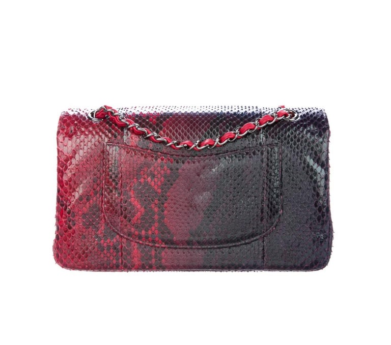 Chanel Black Red Green Python Leather Exotic Small Evening Shoulder ...