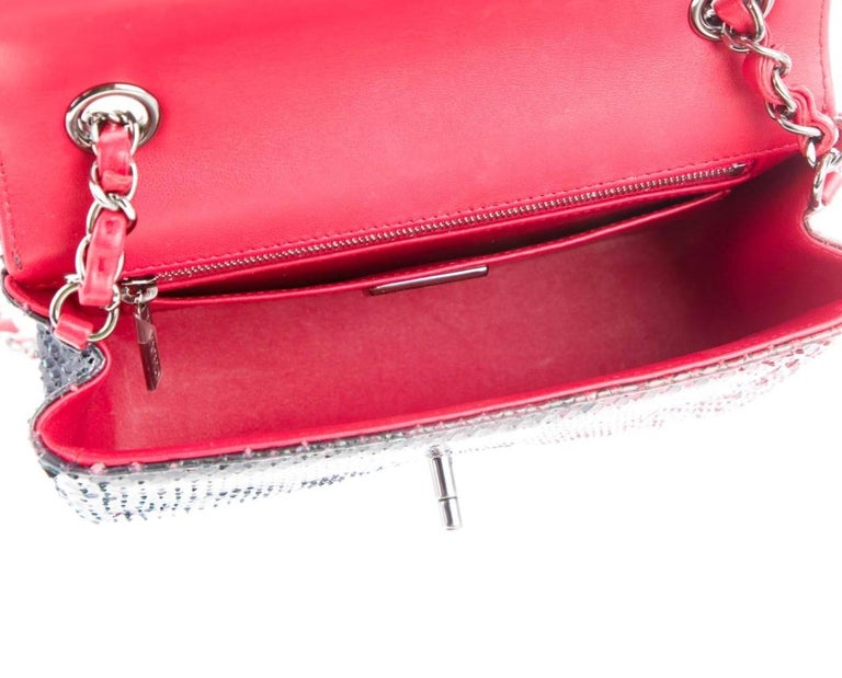 Chanel Black Red Green Python Leather Exotic Small Evening Shoulder ...