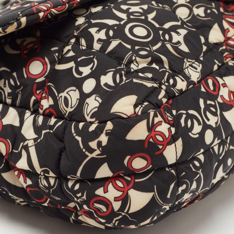 Chanel Black/Red Optic Print Cube Quilted Satin and Leather Medium CC ...