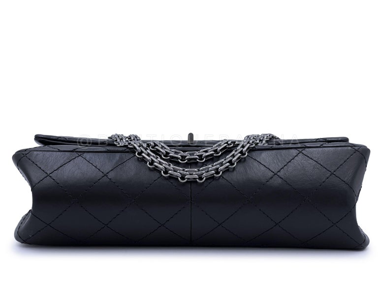 Chanel Black Reissue 2.55 Classic Double Flap Bag 226 Medium 66856 For ...