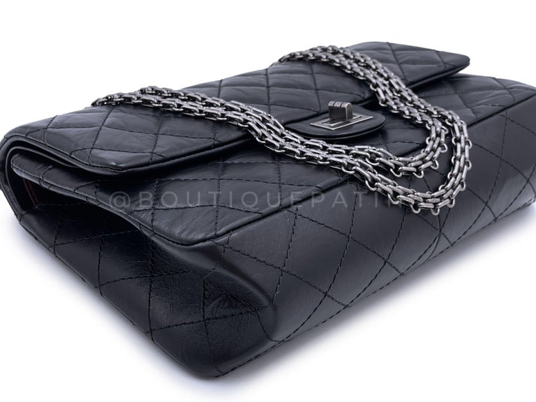 Chanel Black Reissue 2.55 Classic Double Flap Bag 226 Medium 66856 For ...