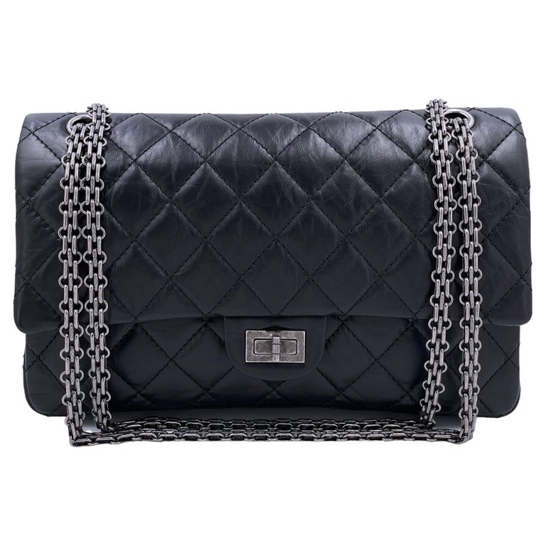 Chanel Black Reissue 2.55 Classic Double Flap Bag 226 Medium 66856 For ...