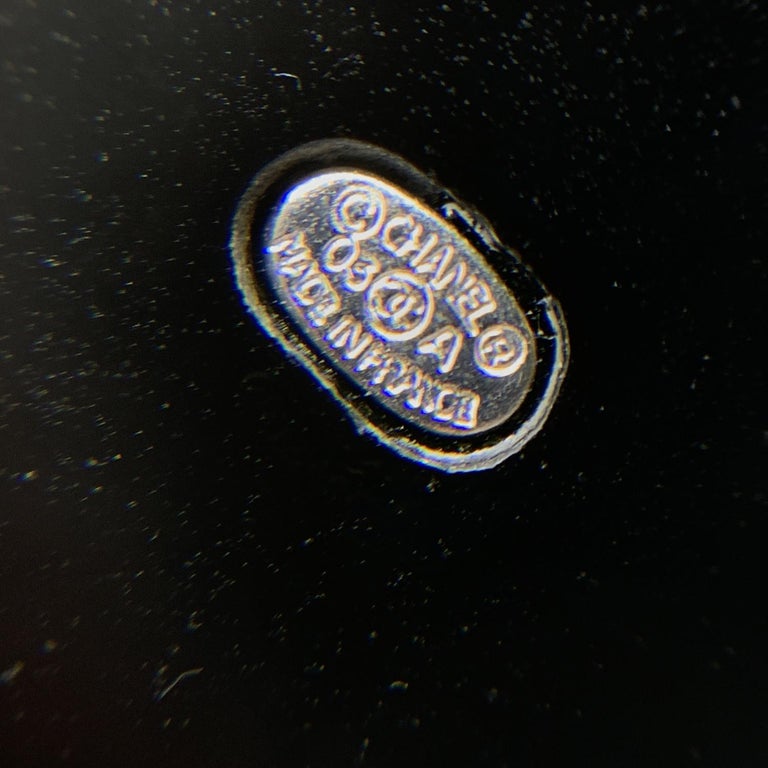 Chanel Black Resin and Rhinestone Crystal Logo Cuff Bangle Bracelet For ...