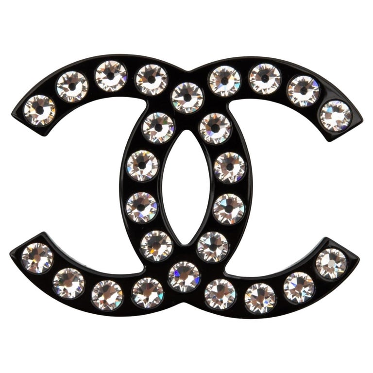 Chanel Black Resin Crystal CC Brooch (2021) at 1stDibs | chanel brooch