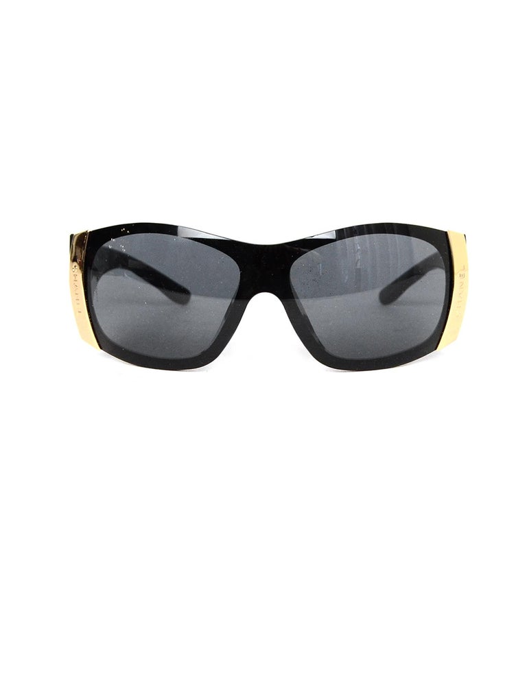 Chanel Black Rimless Aviator/Shield Style Sunglasses W/ Quilted Arms ...
