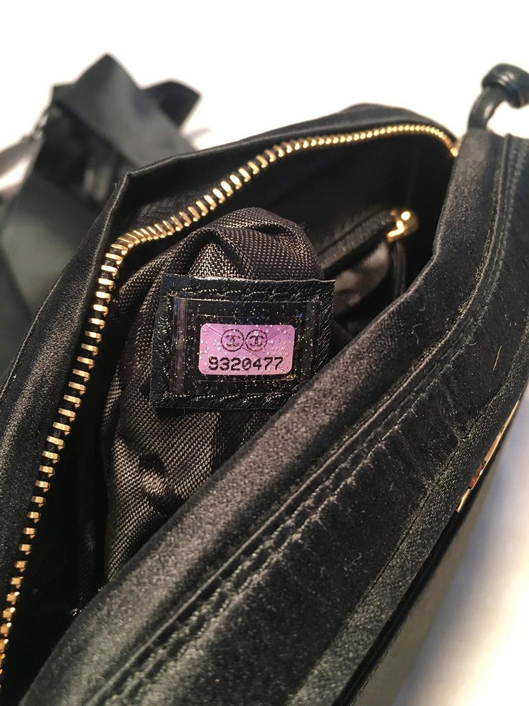 Chanel Black Satin Ribbon Shoulder Bag For Sale at 1stDibs