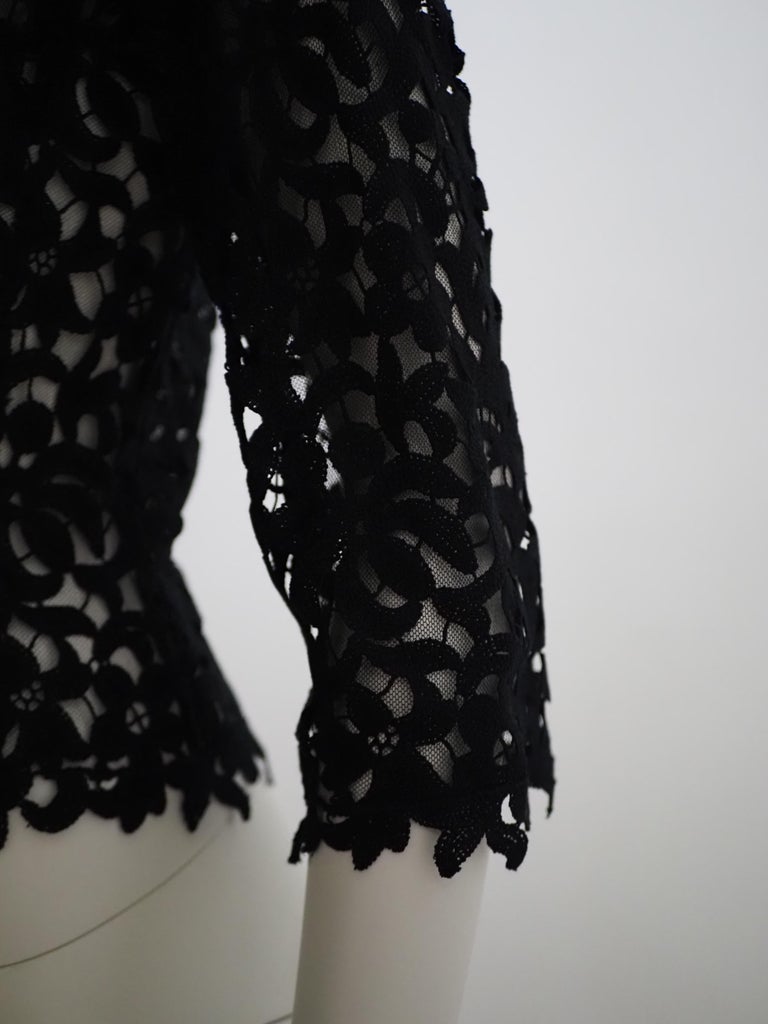 Chanel black see through lace jacket at 1stDibs