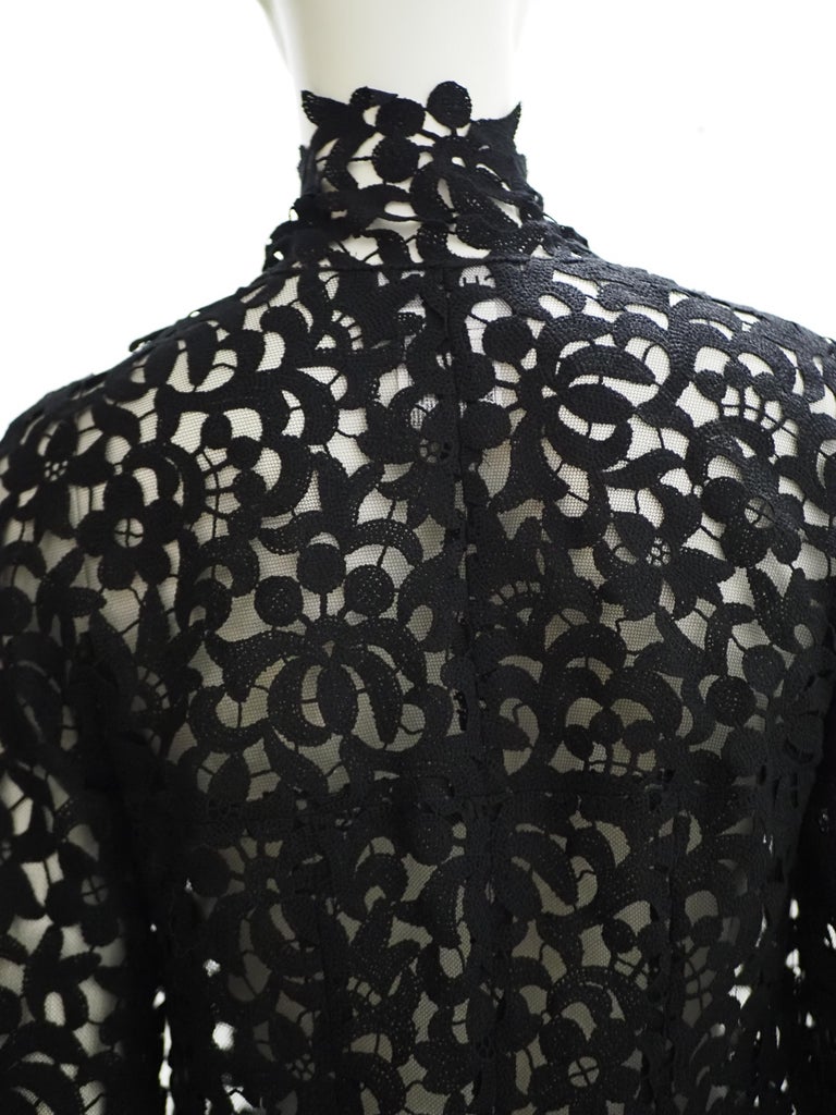 Chanel black see through lace jacket at 1stDibs