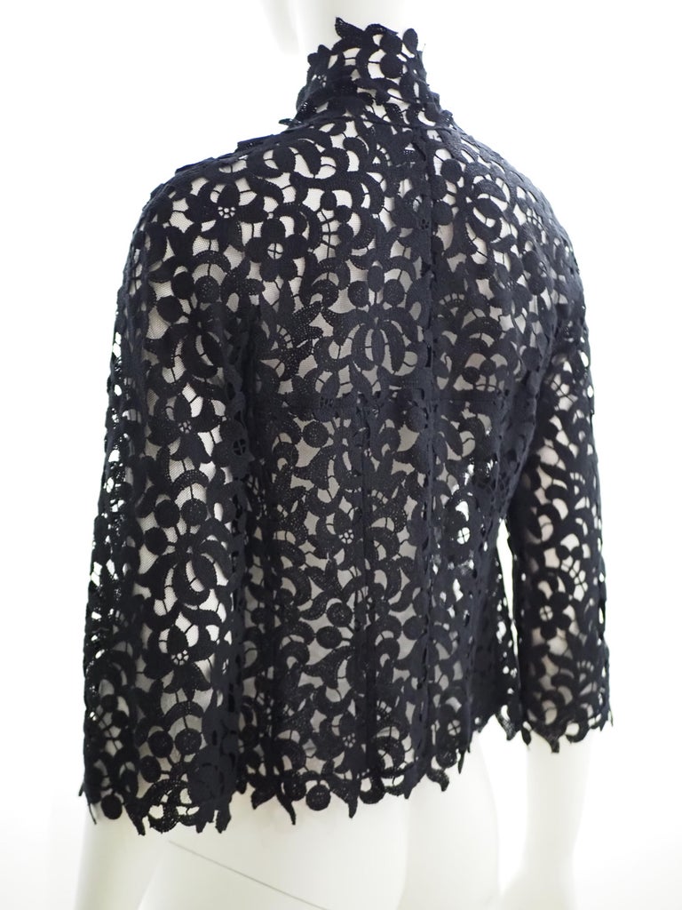 Chanel black see through lace jacket at 1stDibs