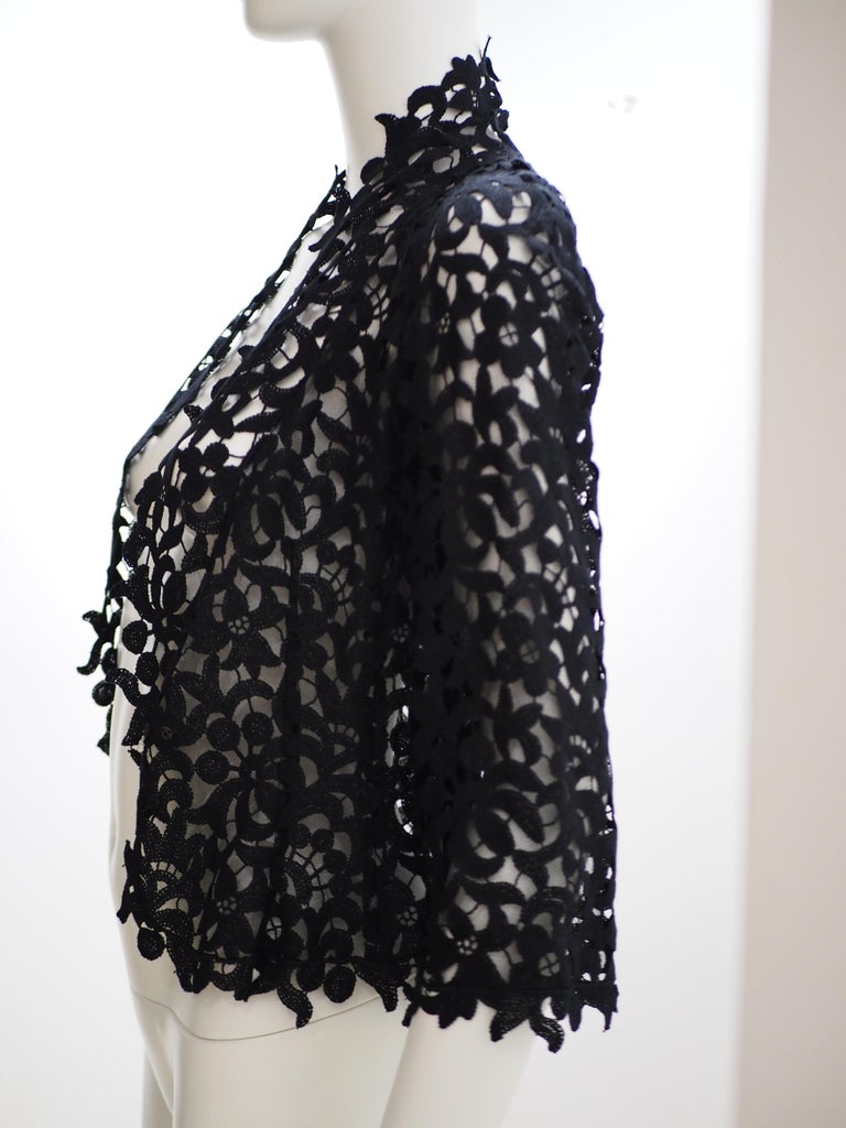 Chanel black see through lace jacket at 1stDibs