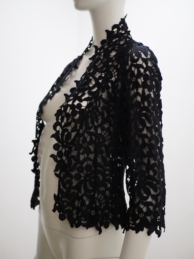 Chanel black see through lace jacket at 1stDibs
