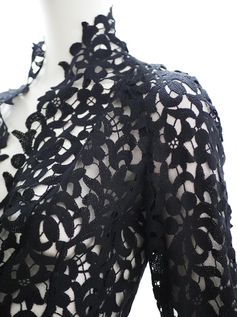 Chanel black see through lace jacket at 1stDibs