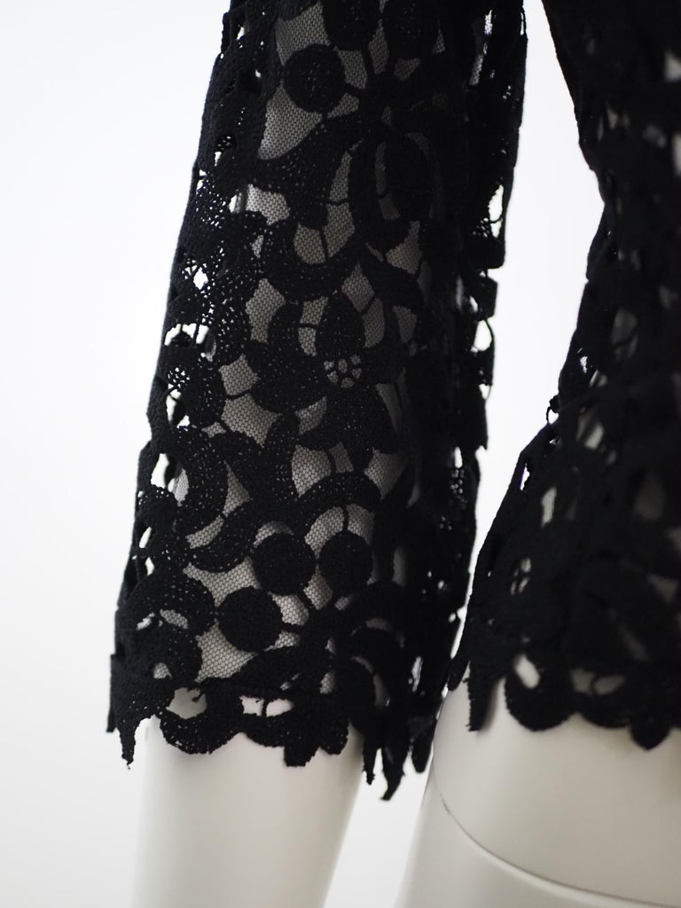 Chanel black see through lace jacket at 1stDibs