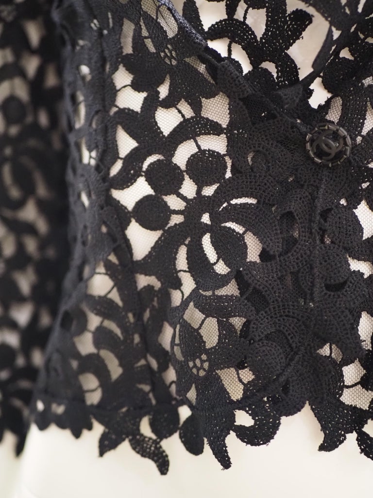 Chanel black see through lace jacket at 1stDibs