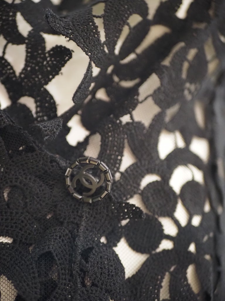 Chanel black see through lace jacket at 1stDibs