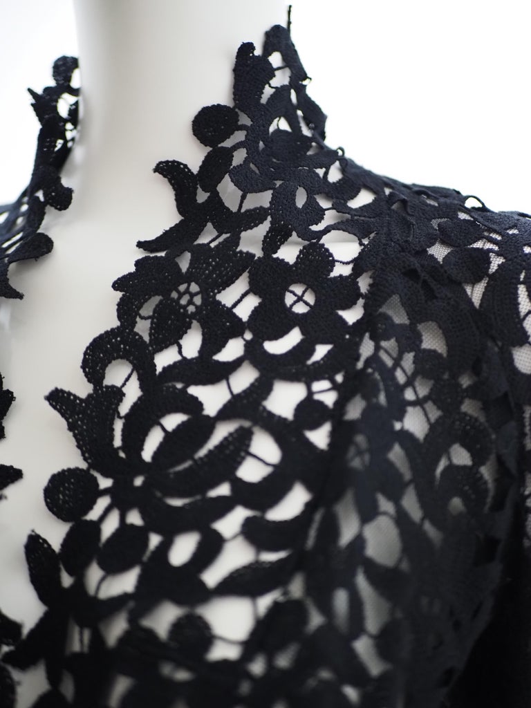 Chanel black see through lace jacket at 1stDibs