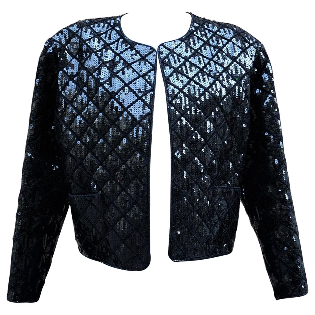 Chanel Black Sequin Jacket at 1stDibs | chanel sequin jacket