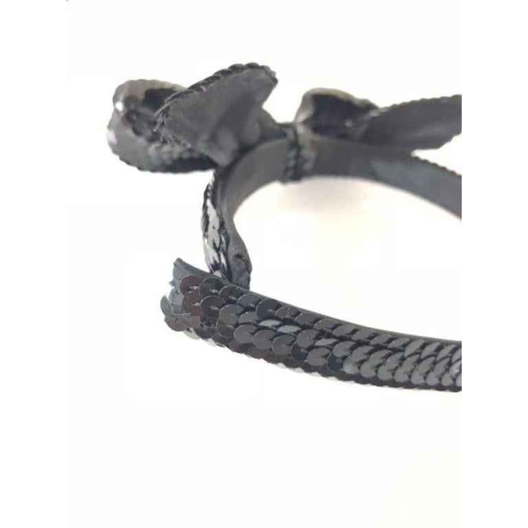 Chanel Black Sequion Bow Headband 232757 Hair Accessory For Sale at 1stDibs