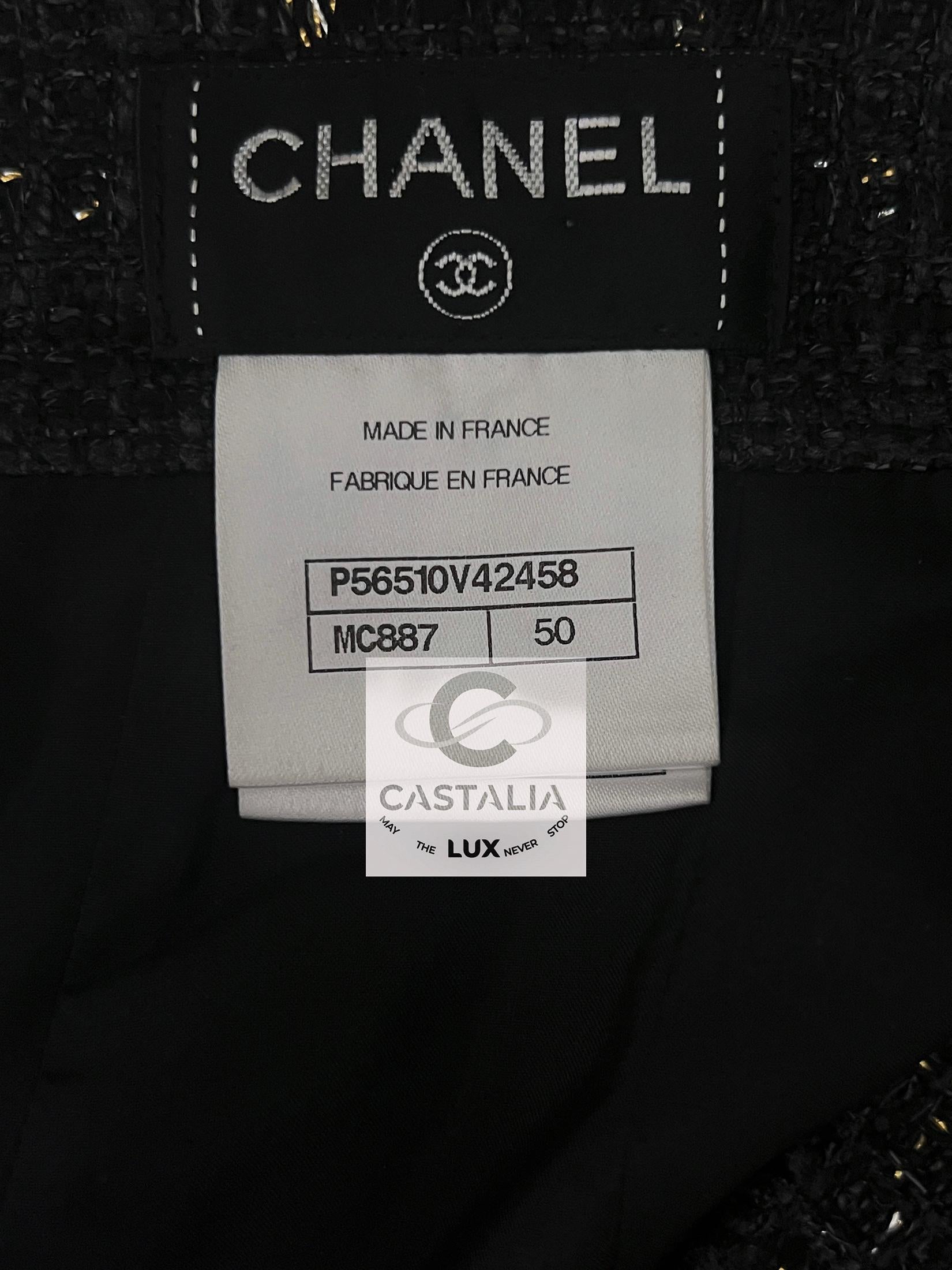 Chanel Black Shimmer Tweed Skirt For Sale at 1stDibs