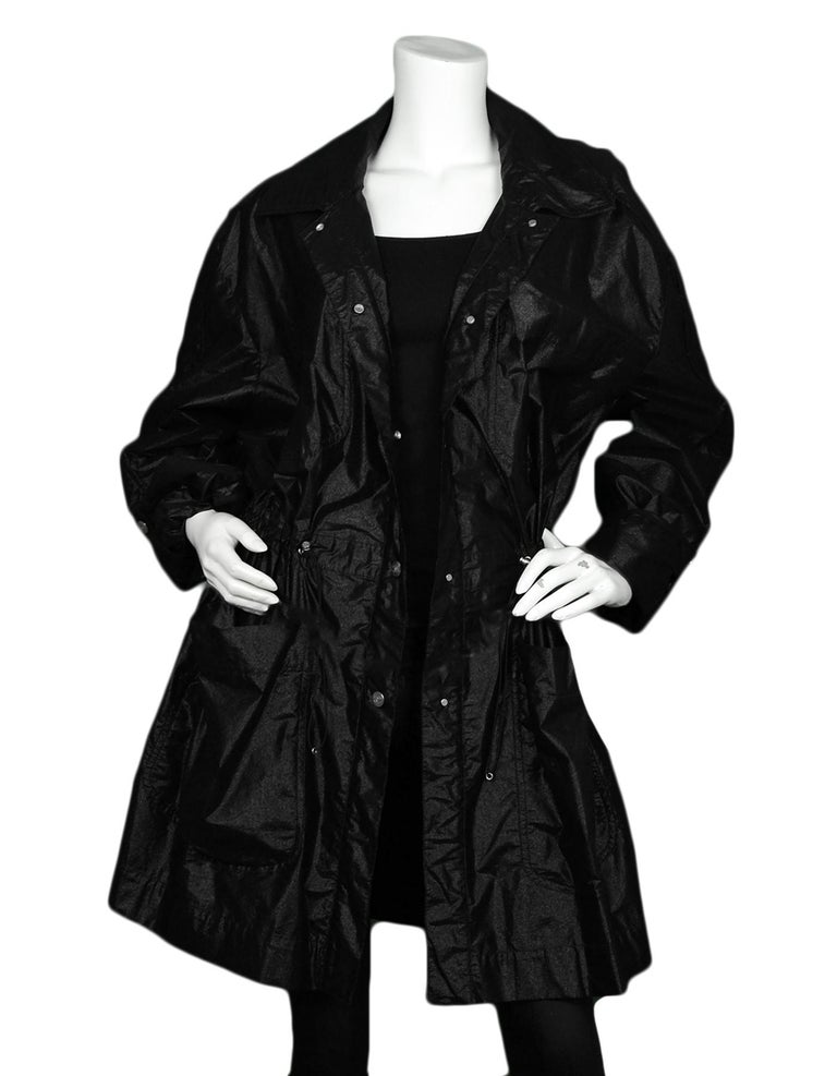 Chanel Black Shiny Snap Jacket with Elastic Cinched Waist sz FR40 For ...