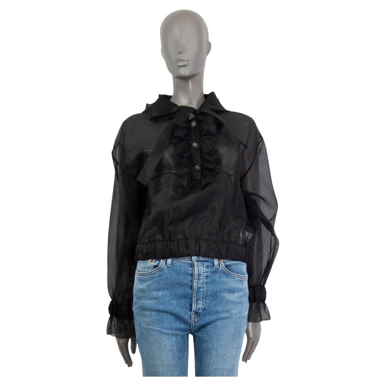 Vintage Chanel Navy Silk Blouse with Gold Clover Buttons at 1stDibs ...