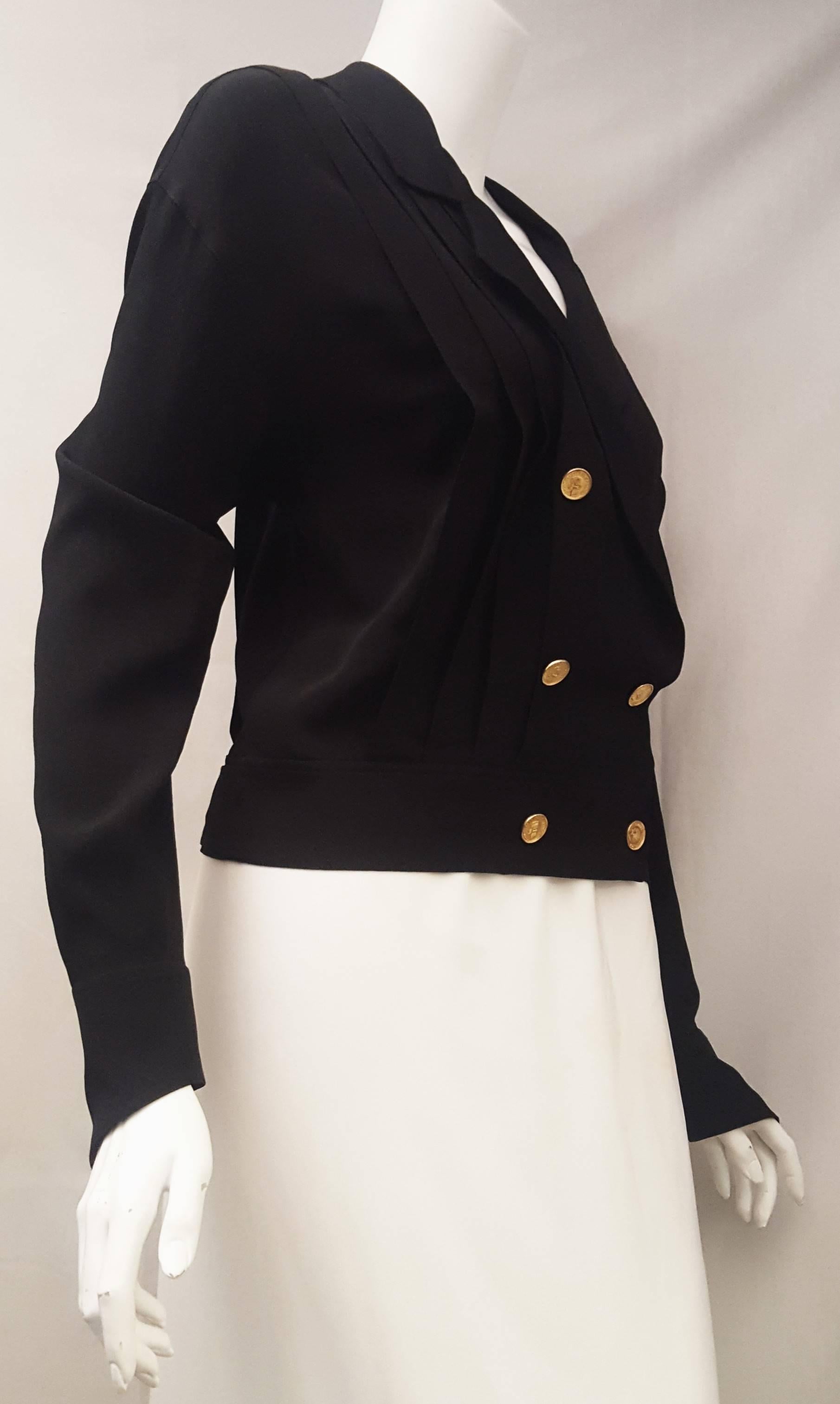 Chanel Black Silk Bomber Style Jacket with Gold Tone Coco Chanel Logo ...