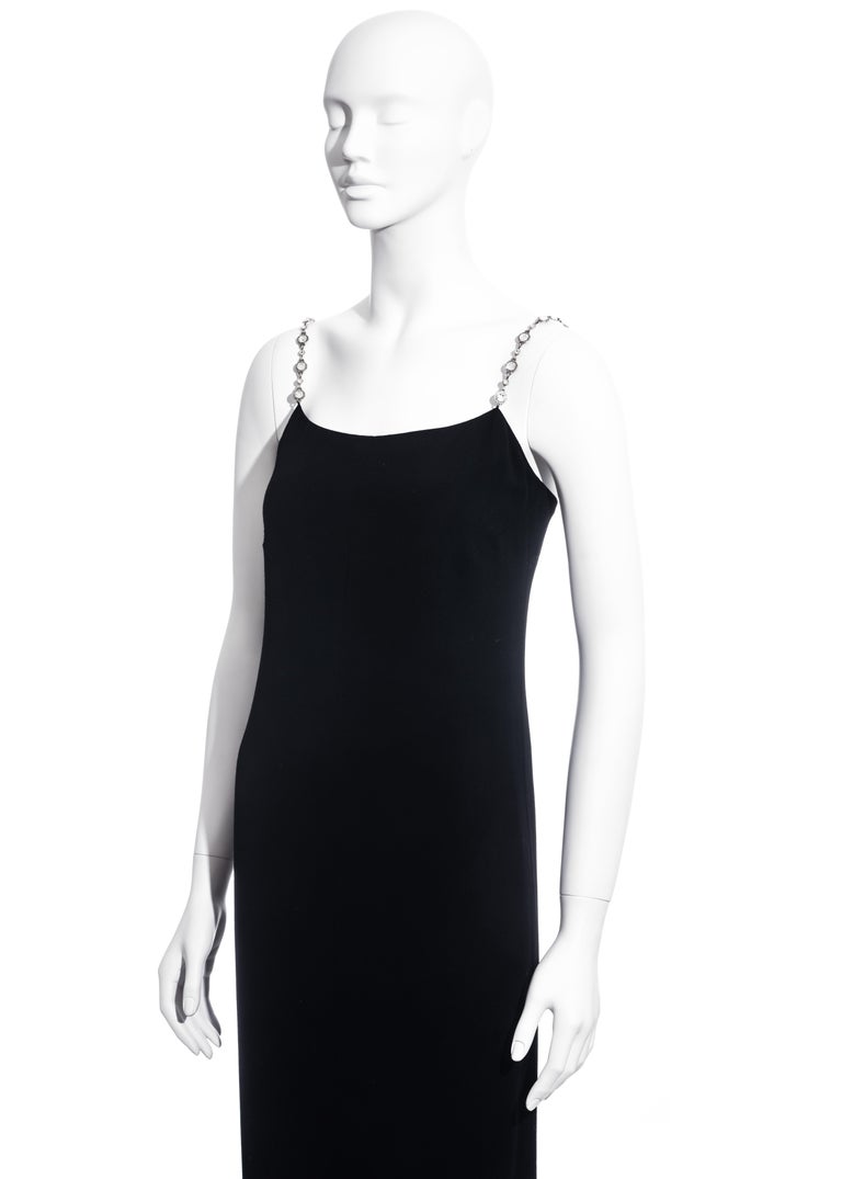 Chanel black silk column dress with crystal shoulder straps, ss 1998 ...