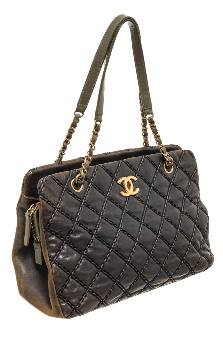 Chanel Black Stitch Tote Bag at 1stDibs