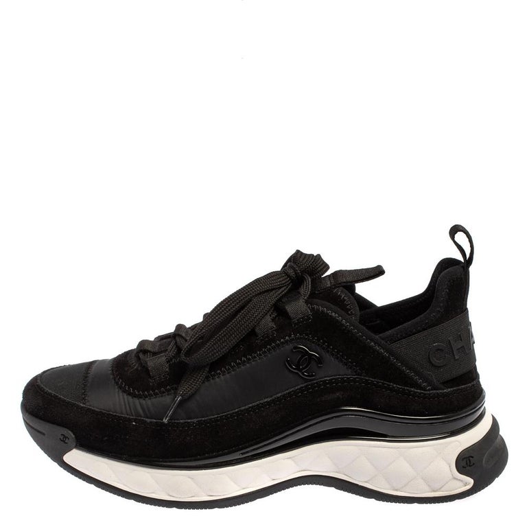 Chanel Black Suede And Nylon Sport Trail Low Top Sneakers Size 36 at ...