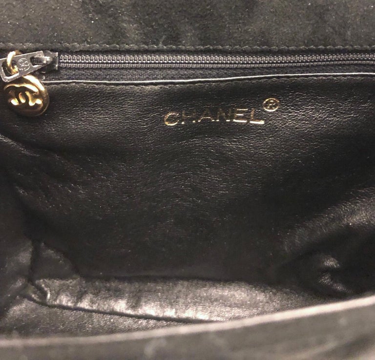 Chanel Black Suede CC Turn-Lock Flap Handbag For Sale at 1stDibs