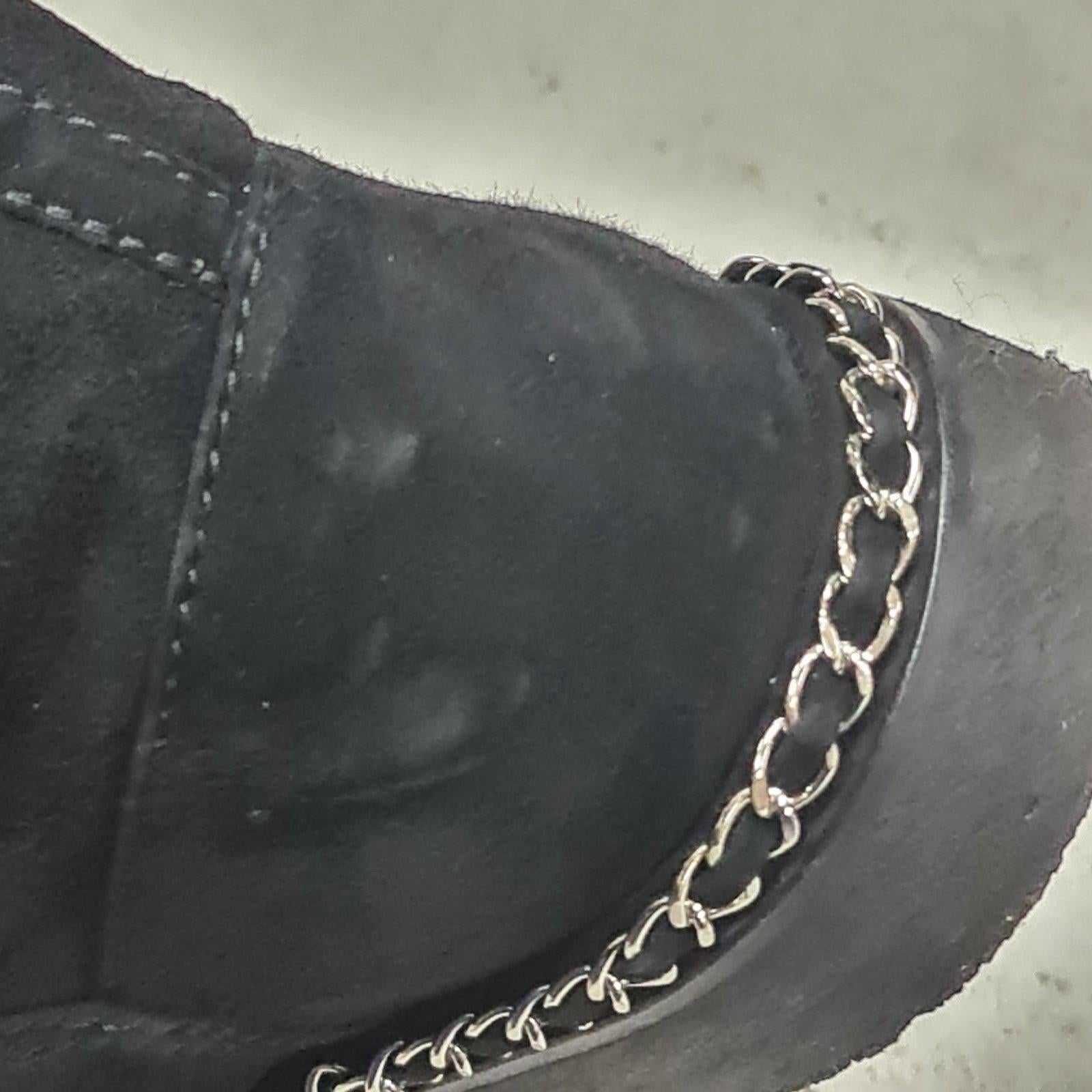 Chanel Black Suede Chain Detail Ankle Boots For Sale at 1stDibs