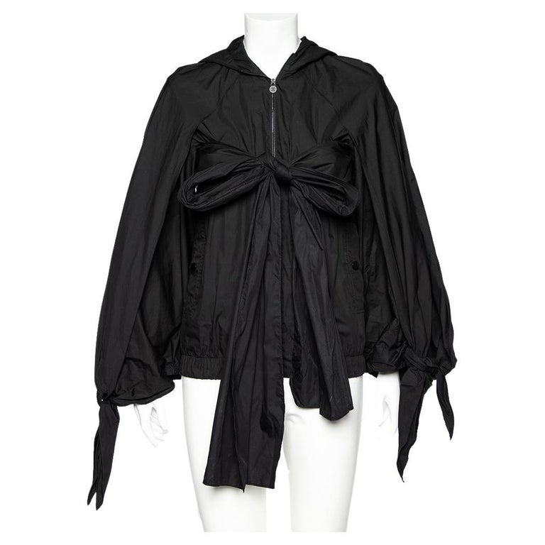 Chanel Black Synthetic Detachable Scarf Trim Oversized Hooded Jacket S ...