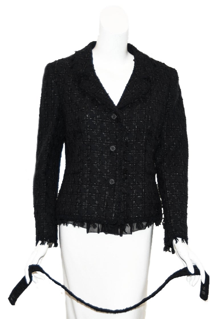 Chanel Black Tweed Fringed, Two Pocket Jacket and Camisole 2005 Cruise ...