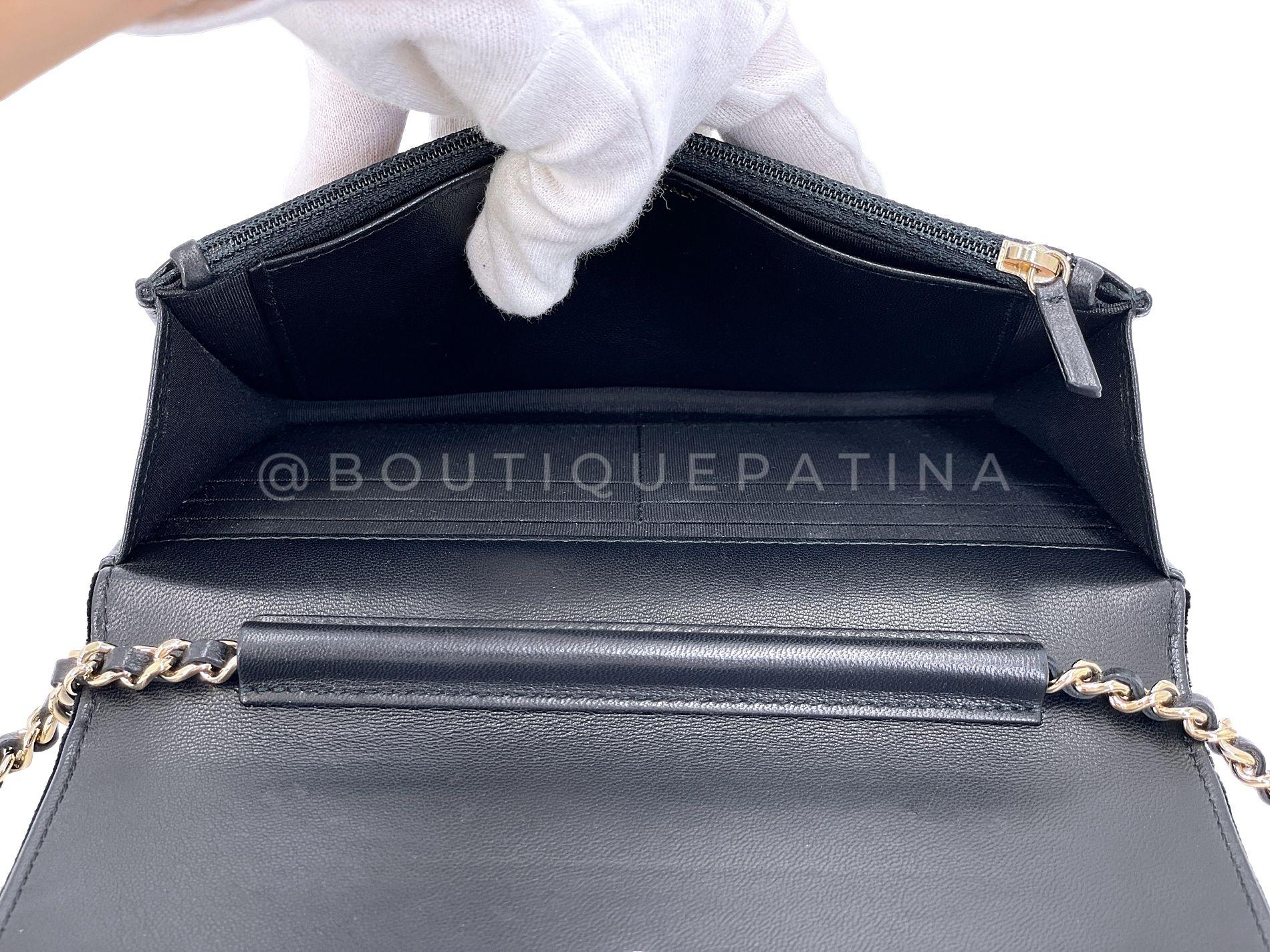 Chanel Black Velvet Pearl Studded Wallet on Chain WOC Evening Bag GHW ...