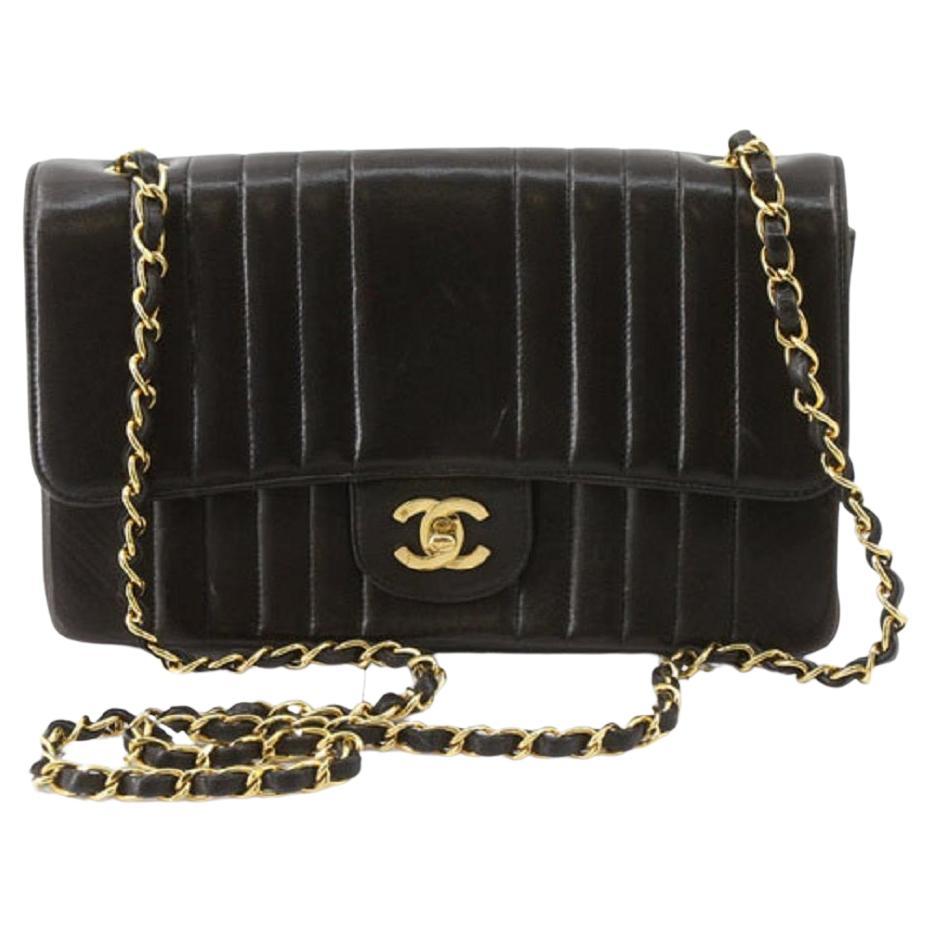 Chanel 2.55 Caviar Medium Classic Double Flap Bag - black/gold at ...